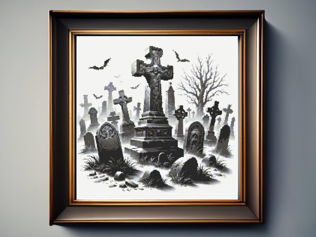 Cemetery Cross Stitch Pattern, Cemetery Gate Coss Stitch Pattern ...