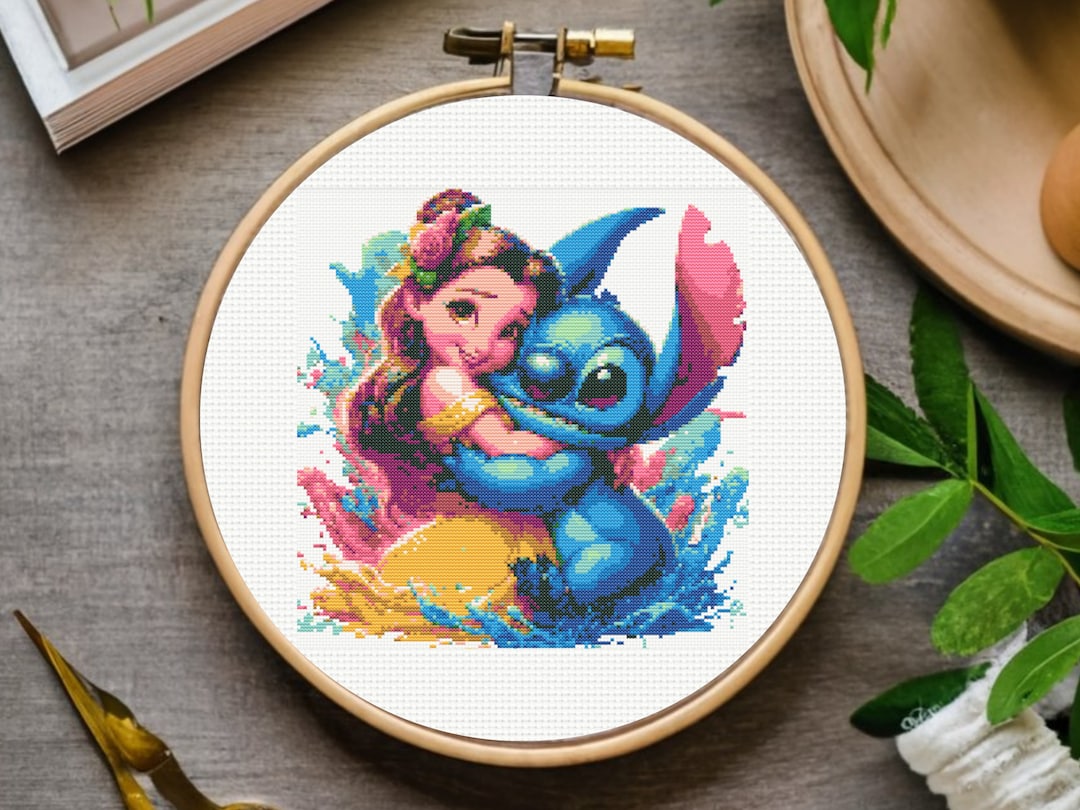 Belle and Stitch Cross Stitch Pattern, Princess Belle Cross Stitch ...