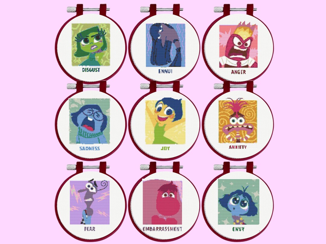 Inside Out Cross Stitch Pattern, 9 Inside Out Characters Bundle Set ...
