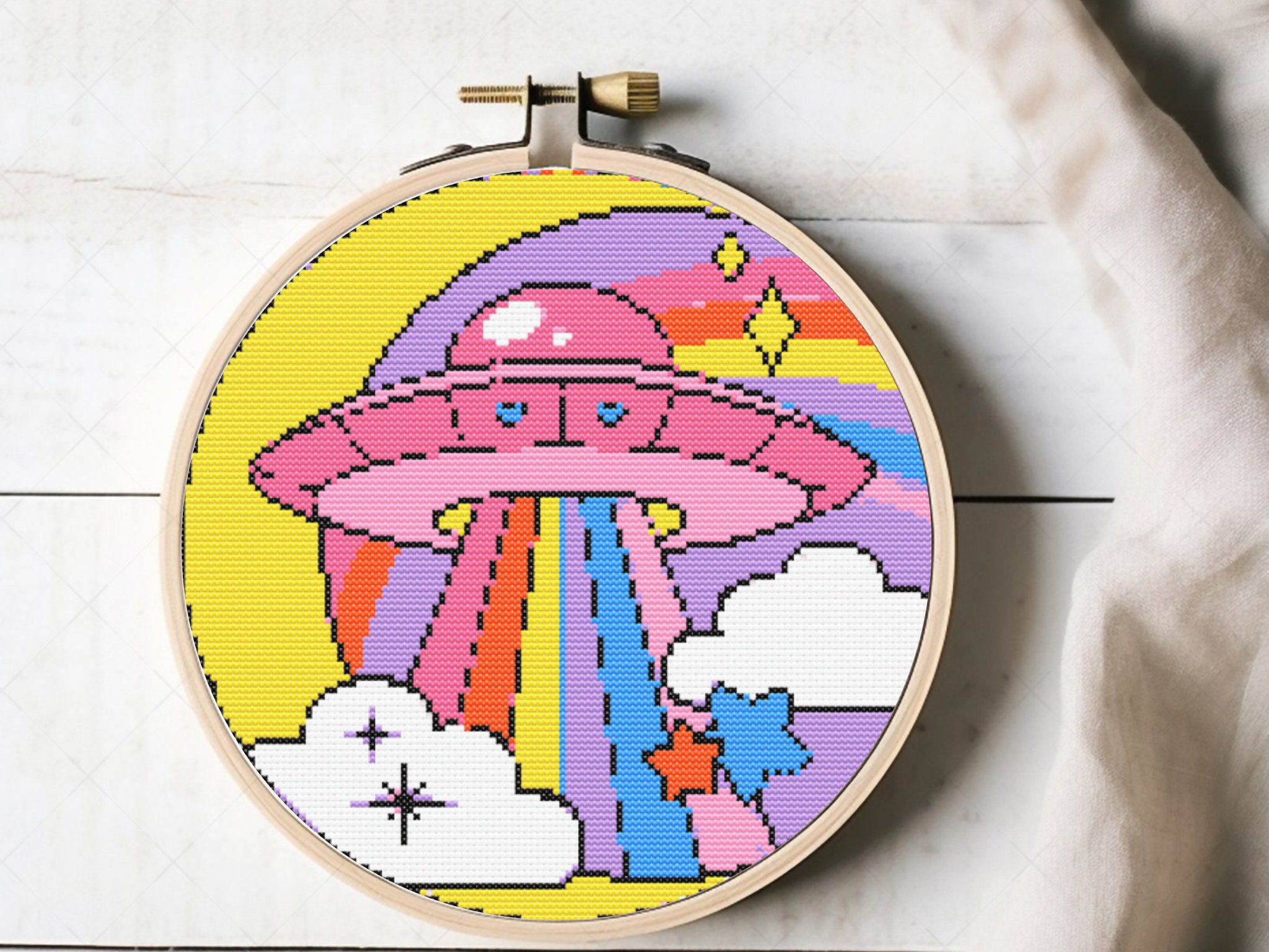 UFO Cross Stitch Pattern Alien Stitch Pattern, UFO Embroidery Instant ...