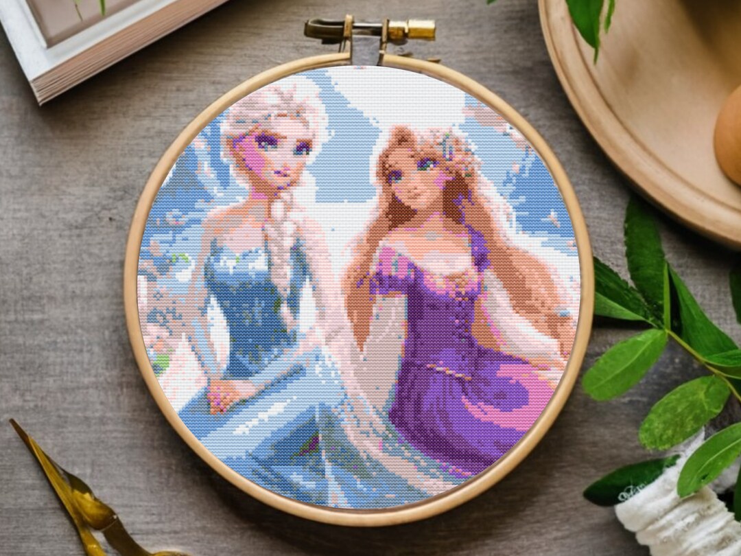 Anna and Elsa Cross Stitch Pattern, Frozen Cross Stitch Pattern ...