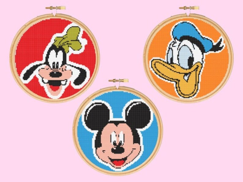 Mickey Cross Stitch Pattern Mickey Embroidery Bundle Instant Download Small - Etsy