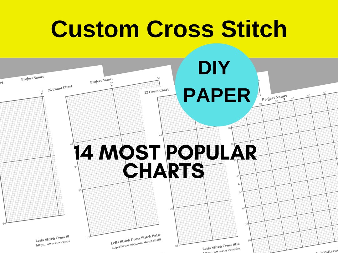 Planner Cross Stitch, Graph Paper Bundle PDF 14 SIZES: Count 6,9,10,11 ...