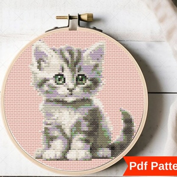 Kitten Cross Stitch - Etsy