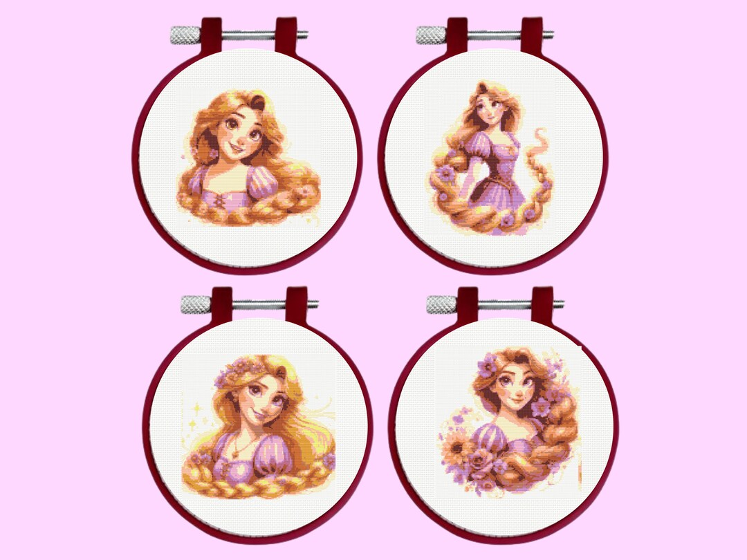 Rapunzel Cross Stitch Pattern 4 Rapunzel Embroidery Bundle Set Instant ...