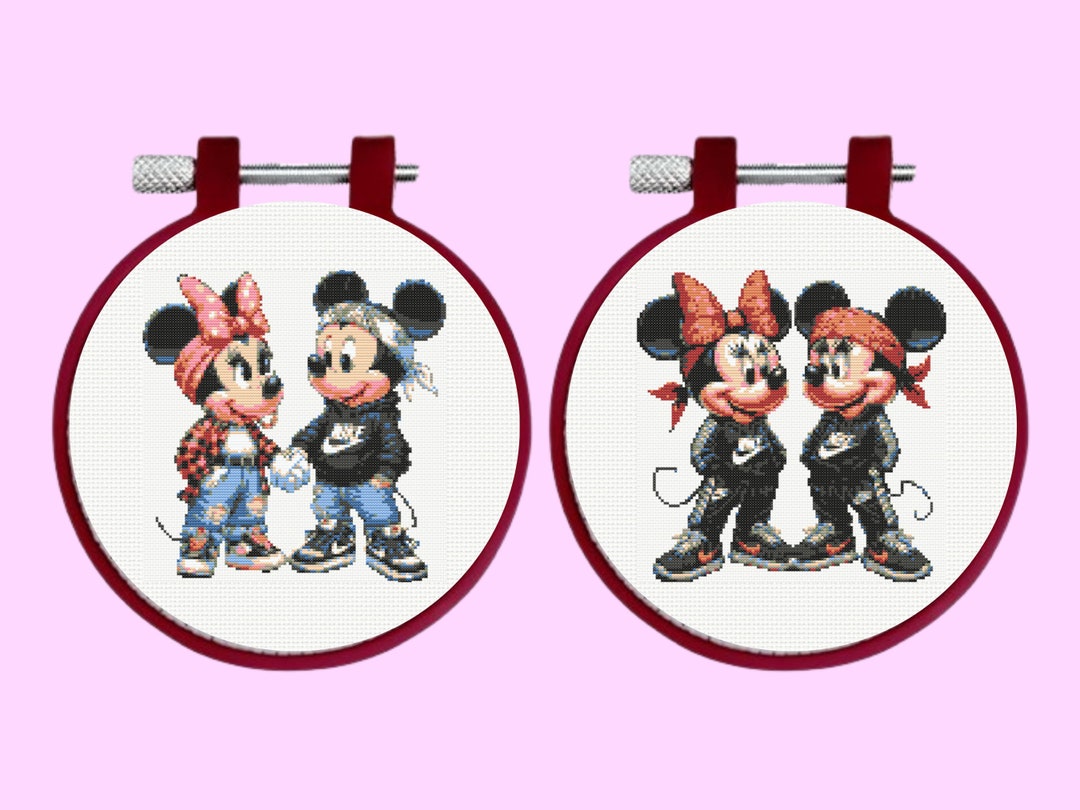 Minnie, Mickey Cross Stitch Pattern 2 Mickey and Minnie Bundle Set ...