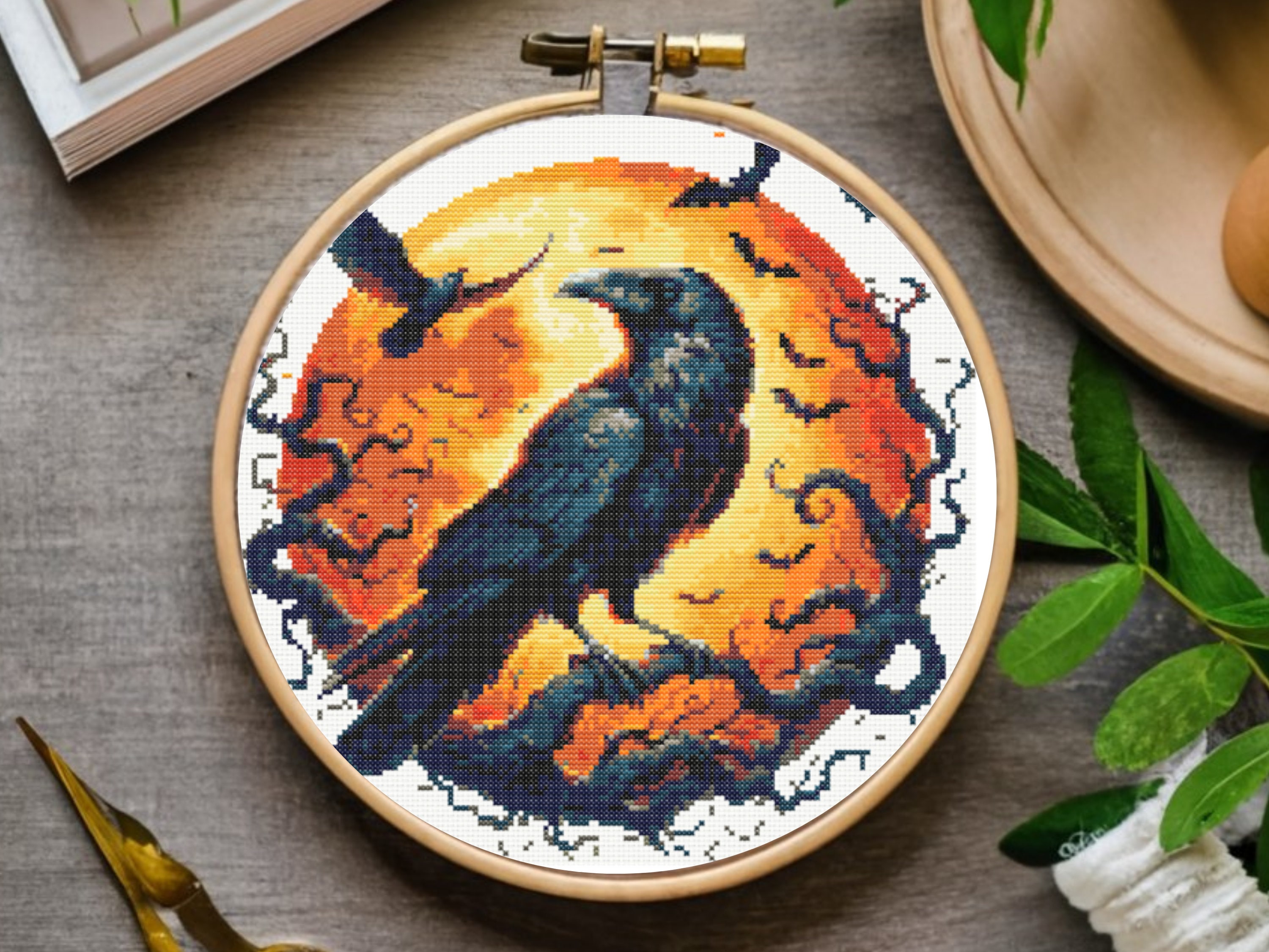 Raven Cross Stitch Pattern, Instant Download - Etsy
