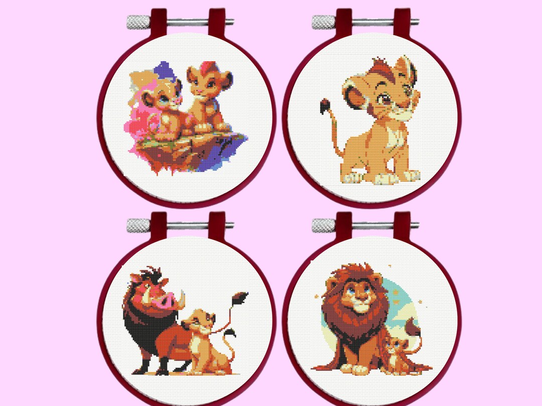 Simba Cross Stitch Pattern 4 Lion King Bundle Set Instant Download - Etsy