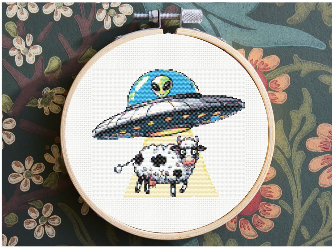 UFO Cross Stitch Pattern Alien Stitch Pattern, UFO Embroidery Instant ...