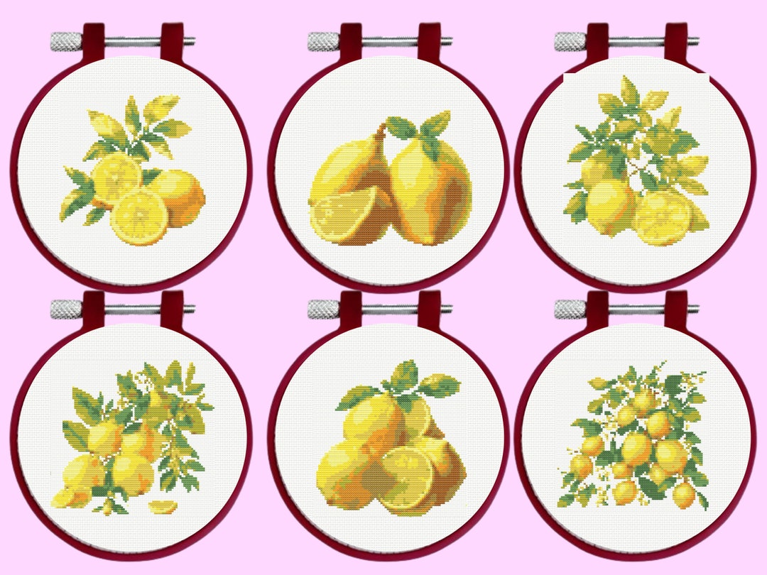 Lemon Cross Stitch Pattern, 6 Lemon Bundle Set, Instant Download - Etsy