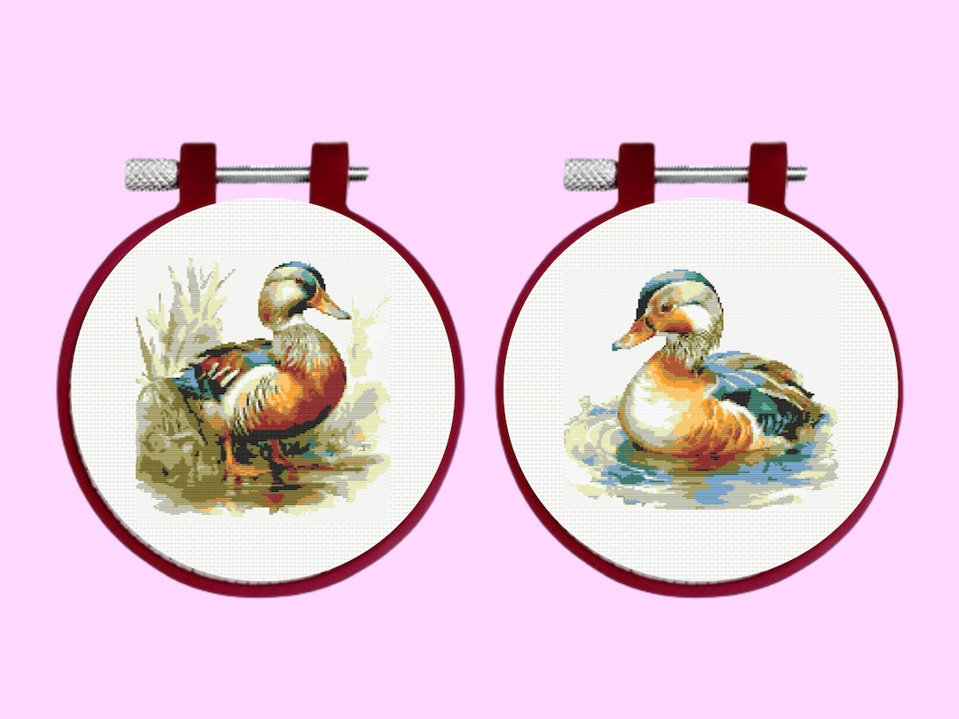 Mandarin Duck Cross Stitch Pattern, 2 Mandarin Ducks Cross Stitch ...