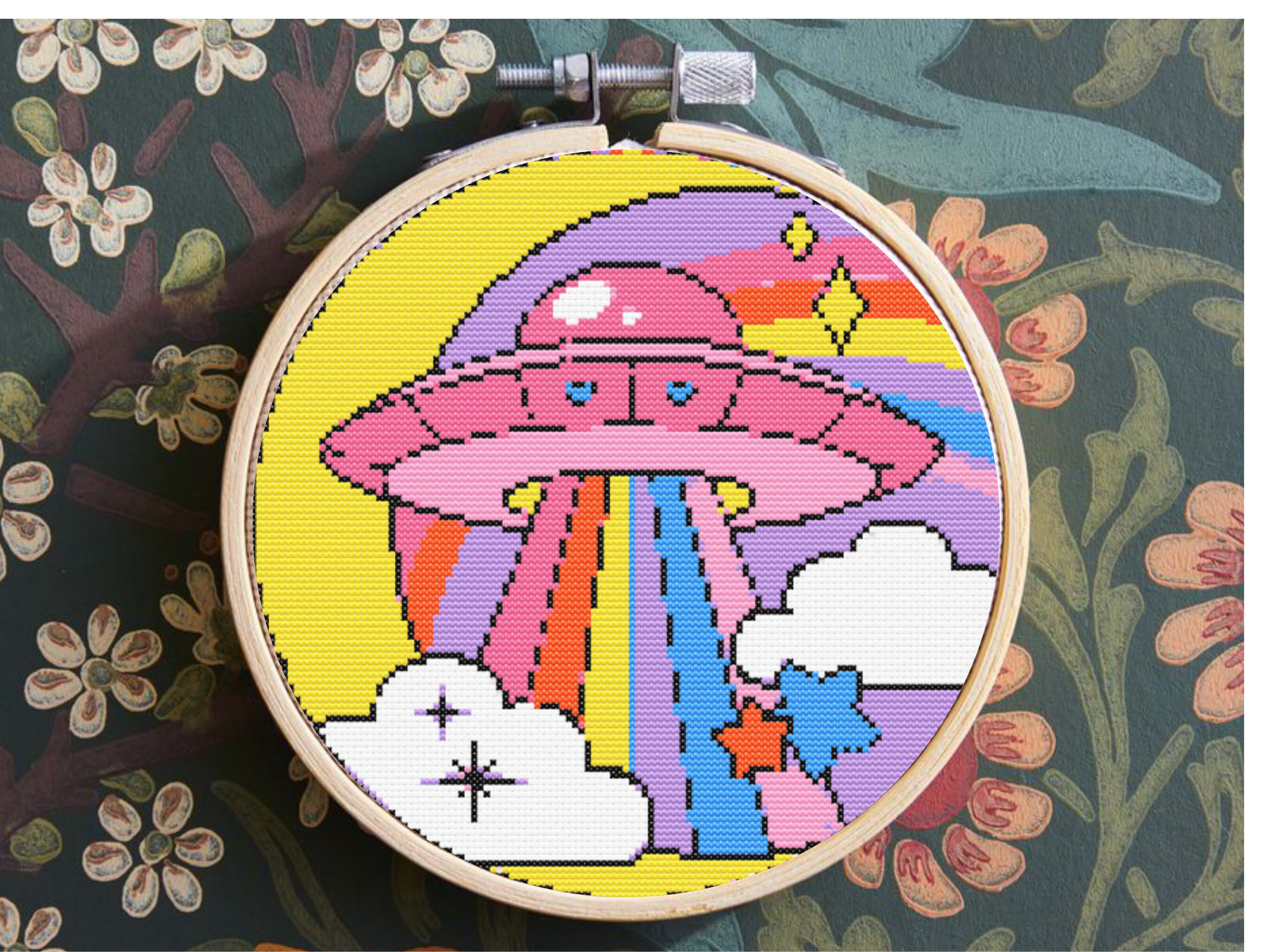 UFO Cross Stitch Pattern Alien Stitch Pattern, UFO Embroidery Instant ...