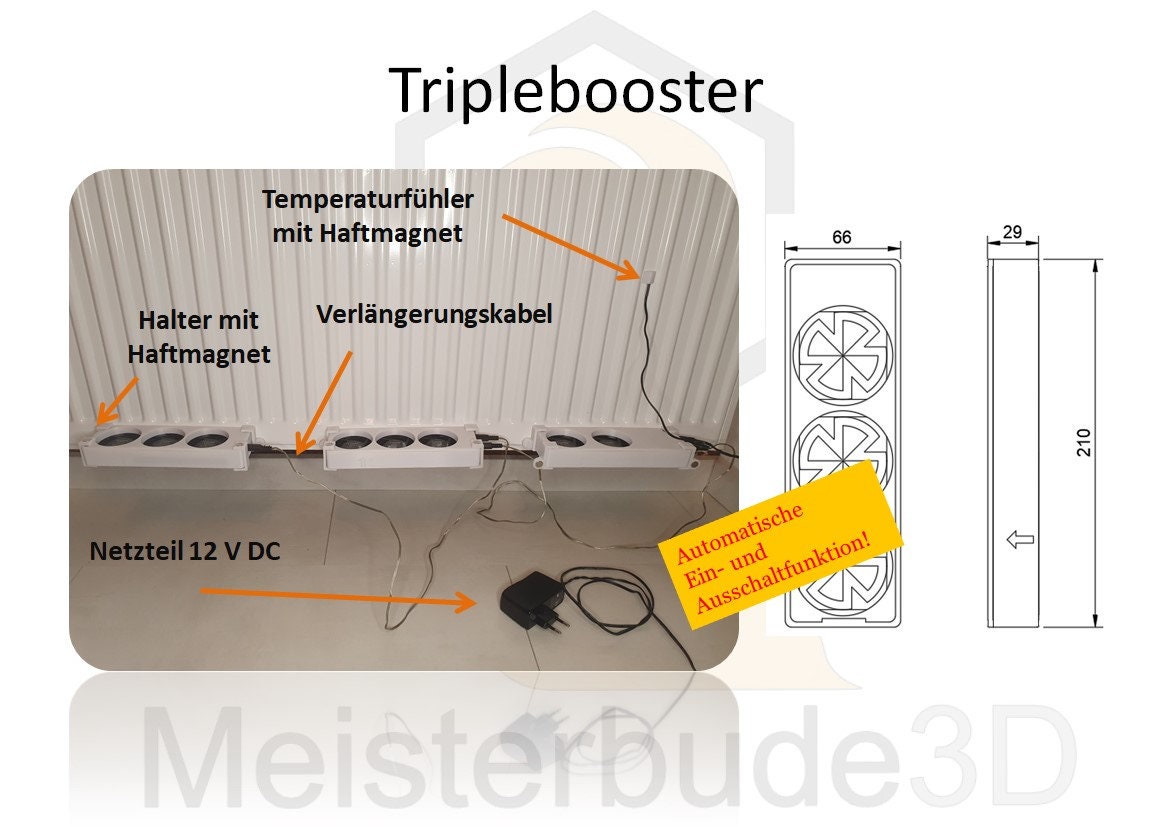 Heizkörperventilator Automatik / Heizkörper Lüfter / Booster / Radiator ...