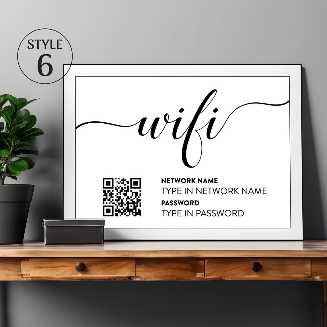 Wifi Sign, Wifi Sign Printable, Wifi Sign Template, Wifi QR Code Sign ...