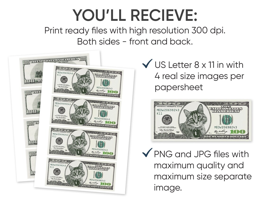 Personalized Dollar, 100 Dollar Bill Template, 100 Dollar, Picture on ...