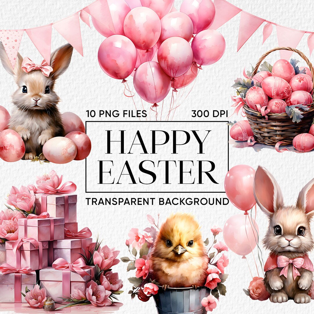 Watercolor Easter Clipart, Instant Download, Easter Download, Bunny ...