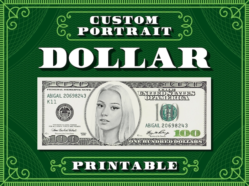 Personalized Dollar, 100 Dollar Bill Template, 100 Dollar, Picture on ...