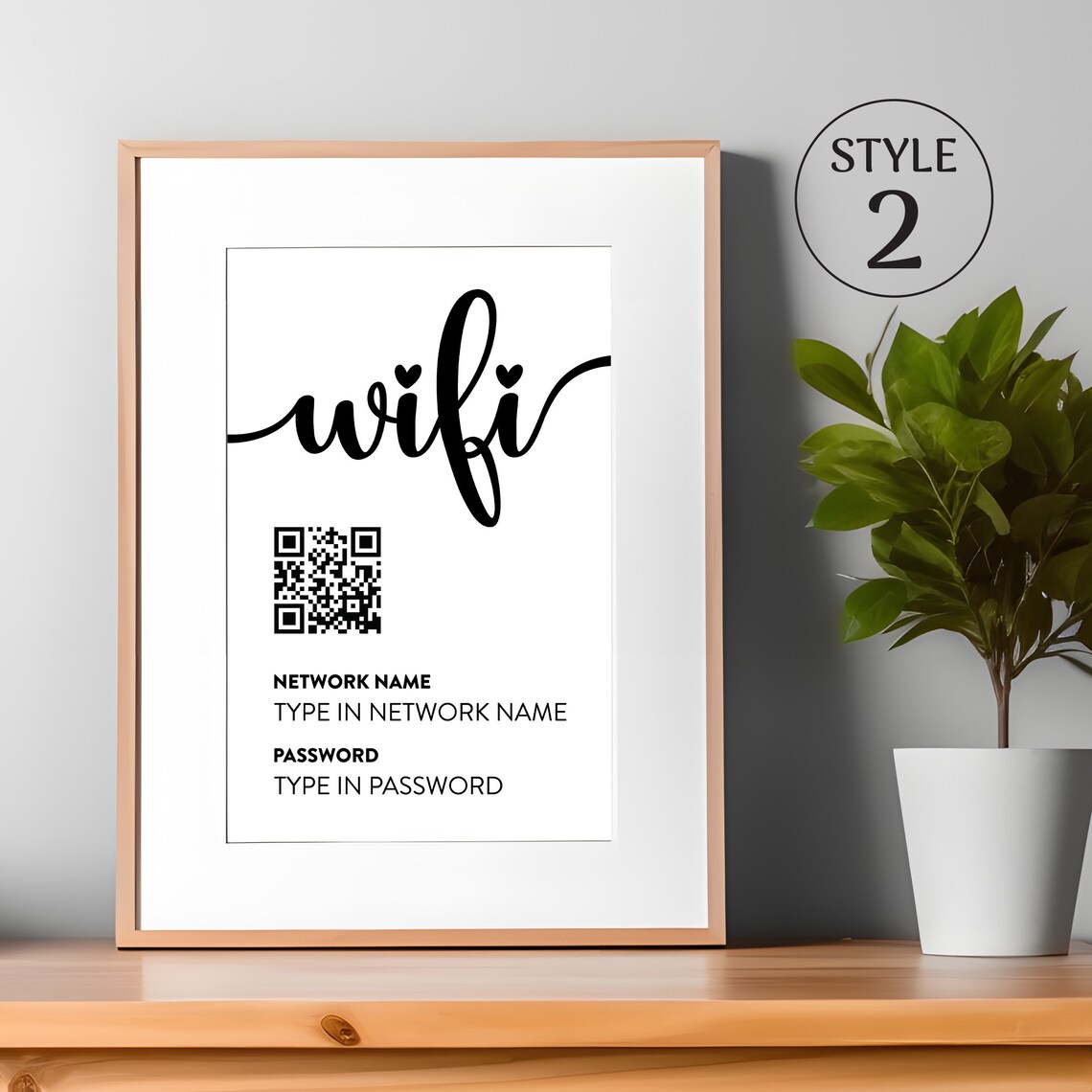 Wifi Sign, Wifi Sign Printable, Wifi Sign Template, Wifi QR Code Sign ...