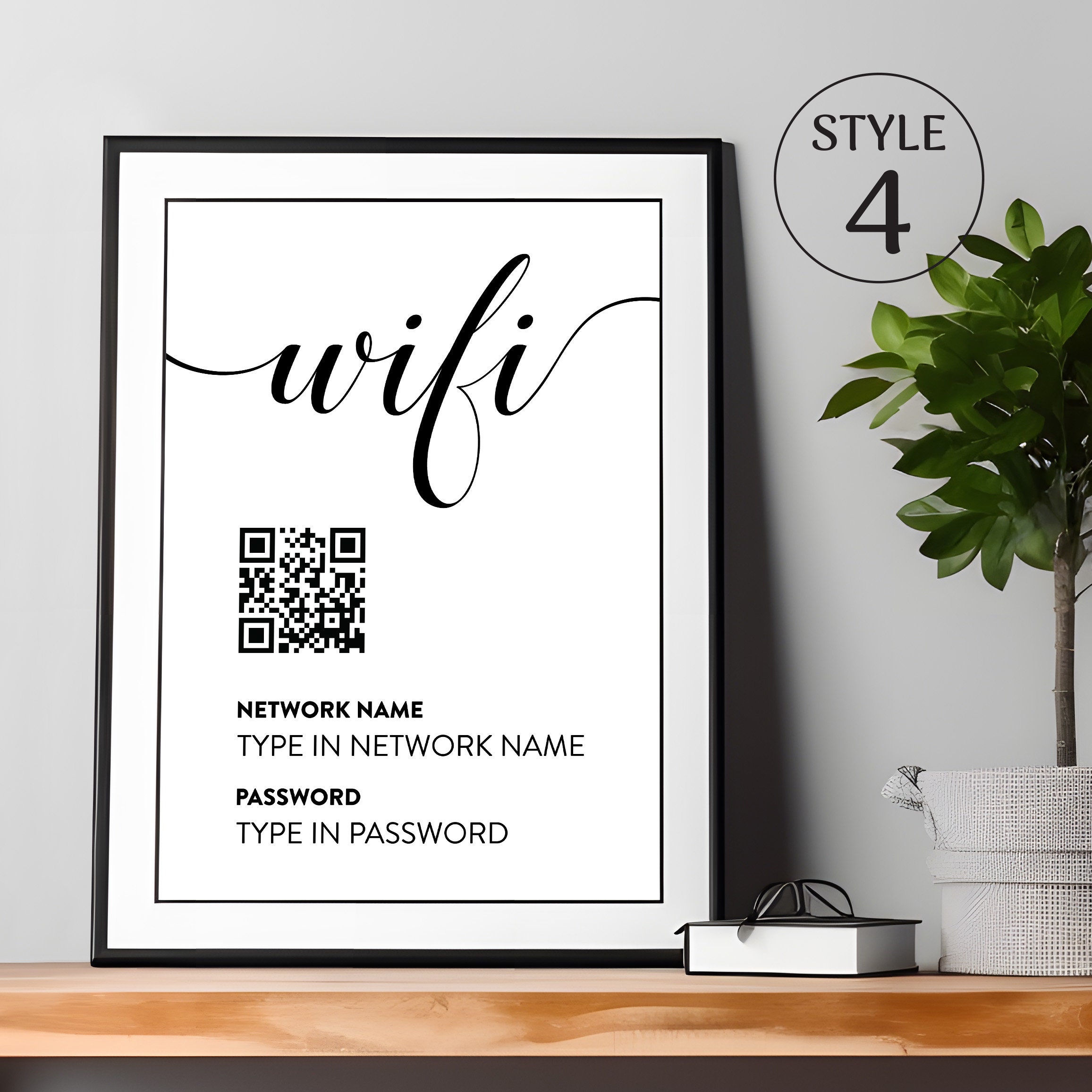 Wifi Sign, Wifi Sign Printable, Wifi Sign Template, Wifi QR Code Sign ...