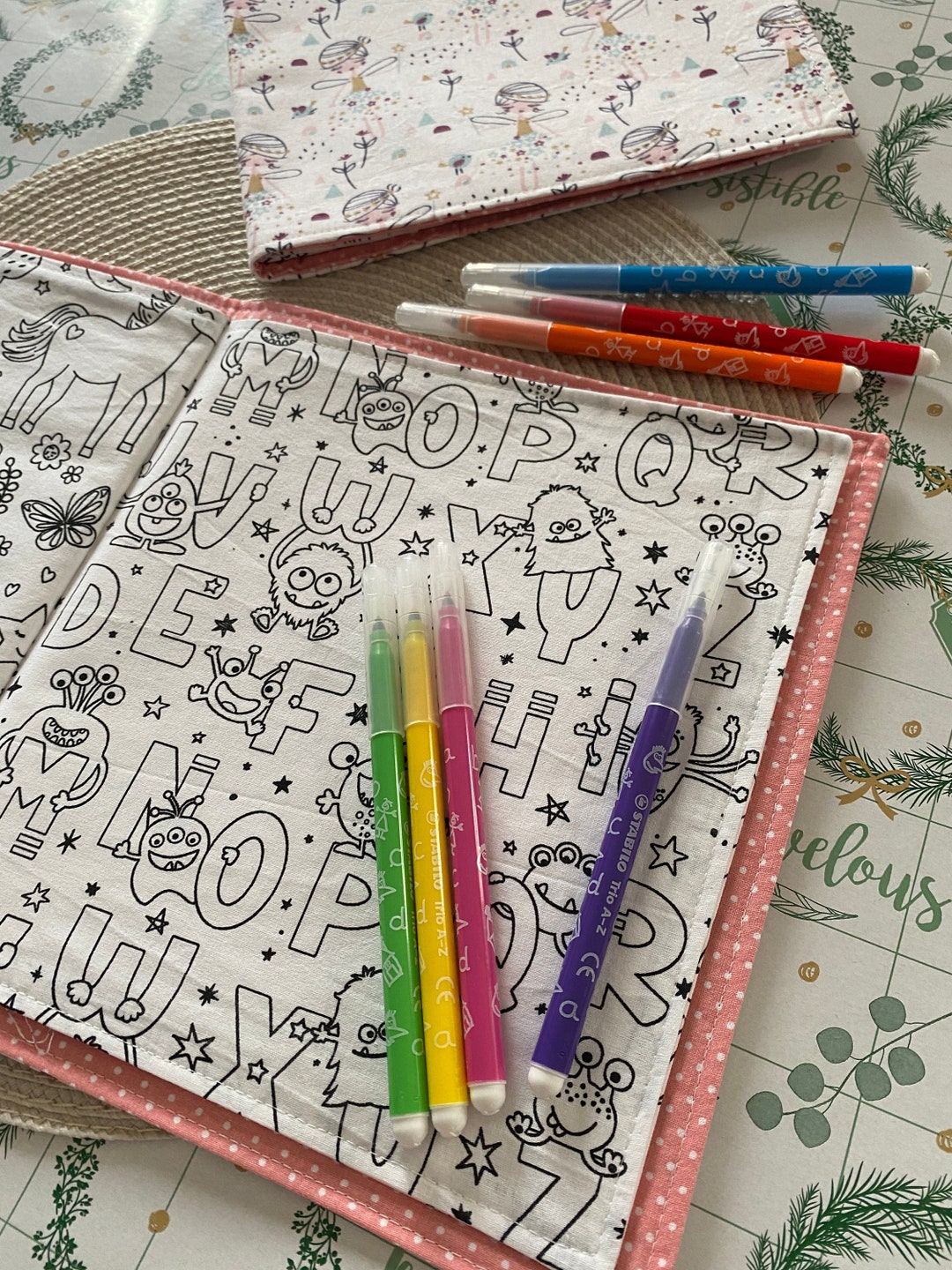 Washable Fabric Coloring Book Pink Fairies, Otter, Alphabet, Unicorn ...