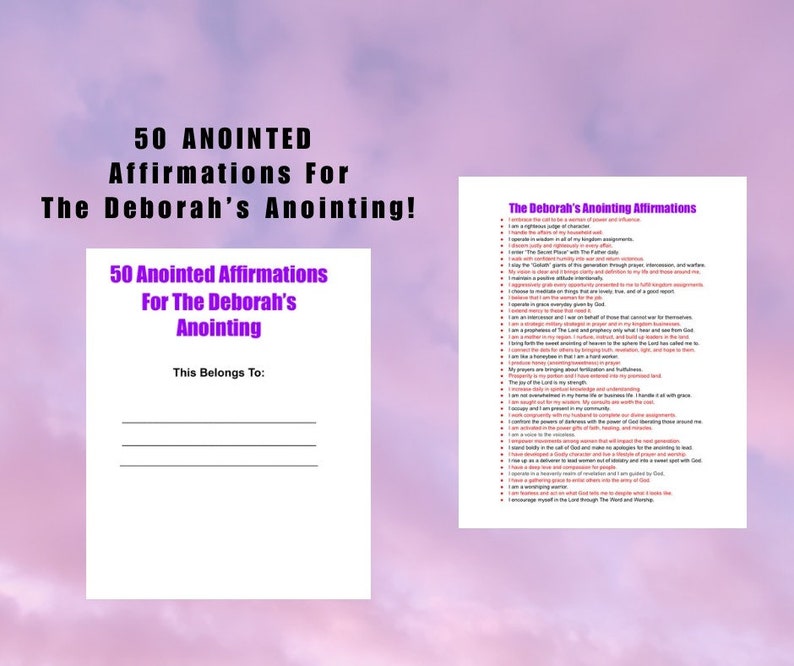 50 Deborah's Anointing Affirmations Printable Downloads - Etsy