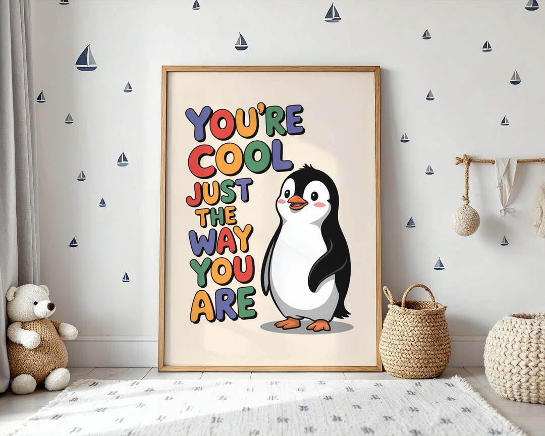 Penguin Nursery Print: Motivational Quote, Kids Room Decor (digital ...