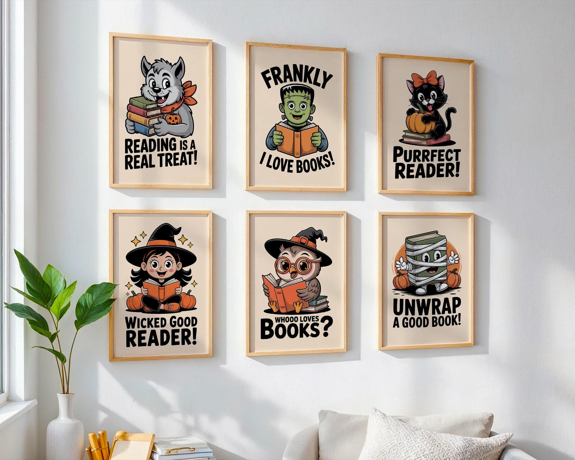 Halloween Reading Posters for Kids | Classroom Wall Art Printable Set ...