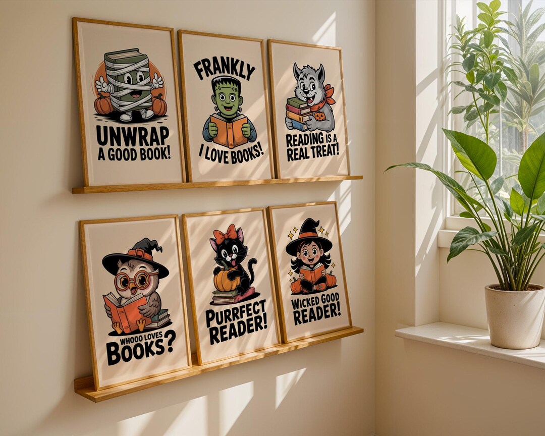 Halloween Reading Posters for Kids | Classroom Wall Art Printable Set ...