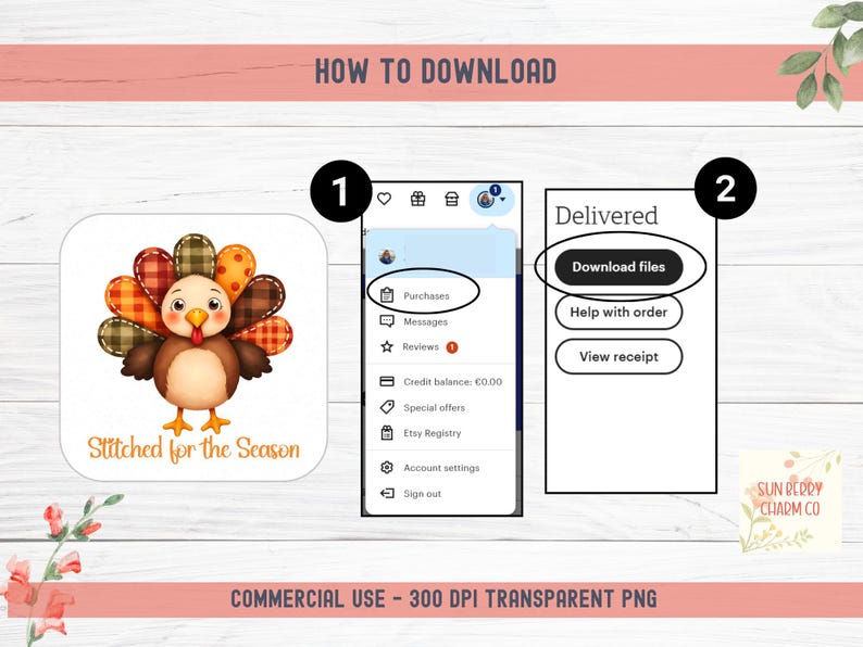 Stitched Turkey Digital, Fall PNG, Thanksgiving Clipart, Cute Turkey ...