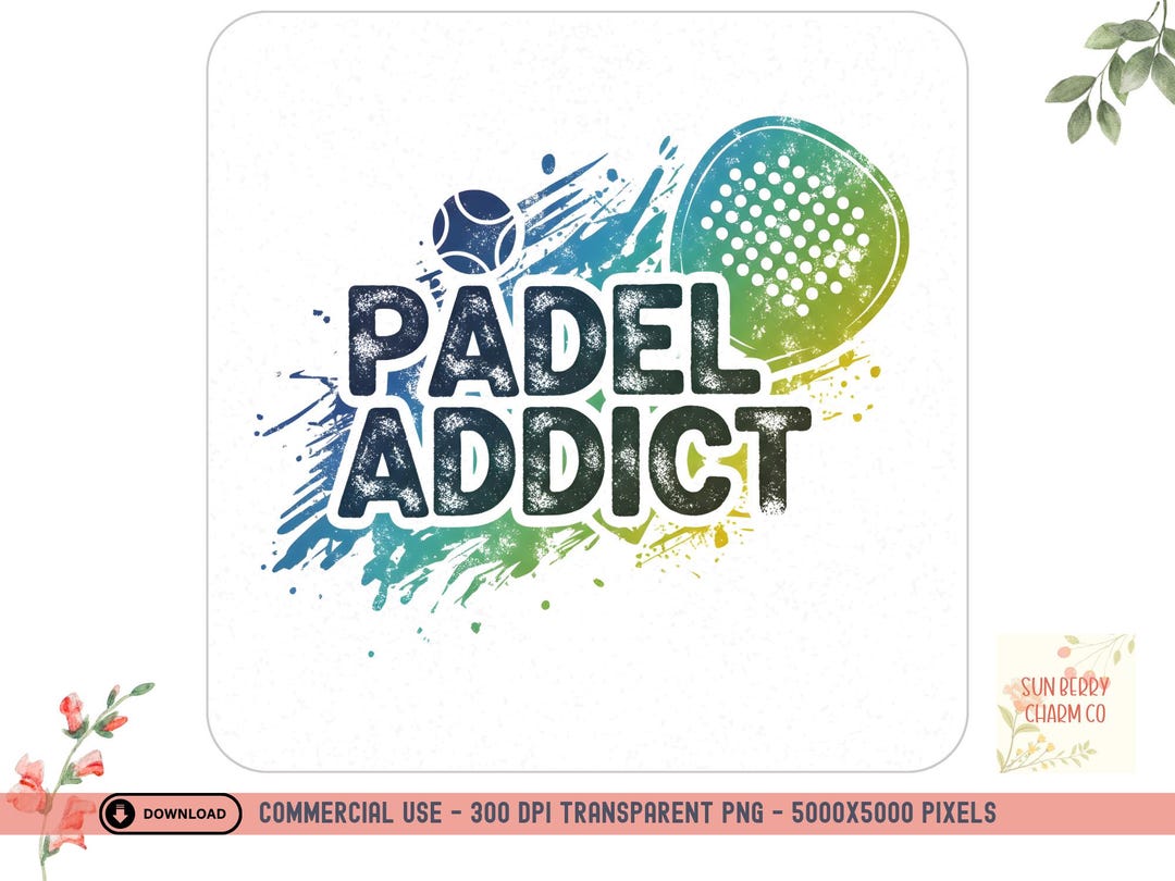 Padel Addict PNG Digital, Water Color Sport Graphic, Padel Tennis Gift ...