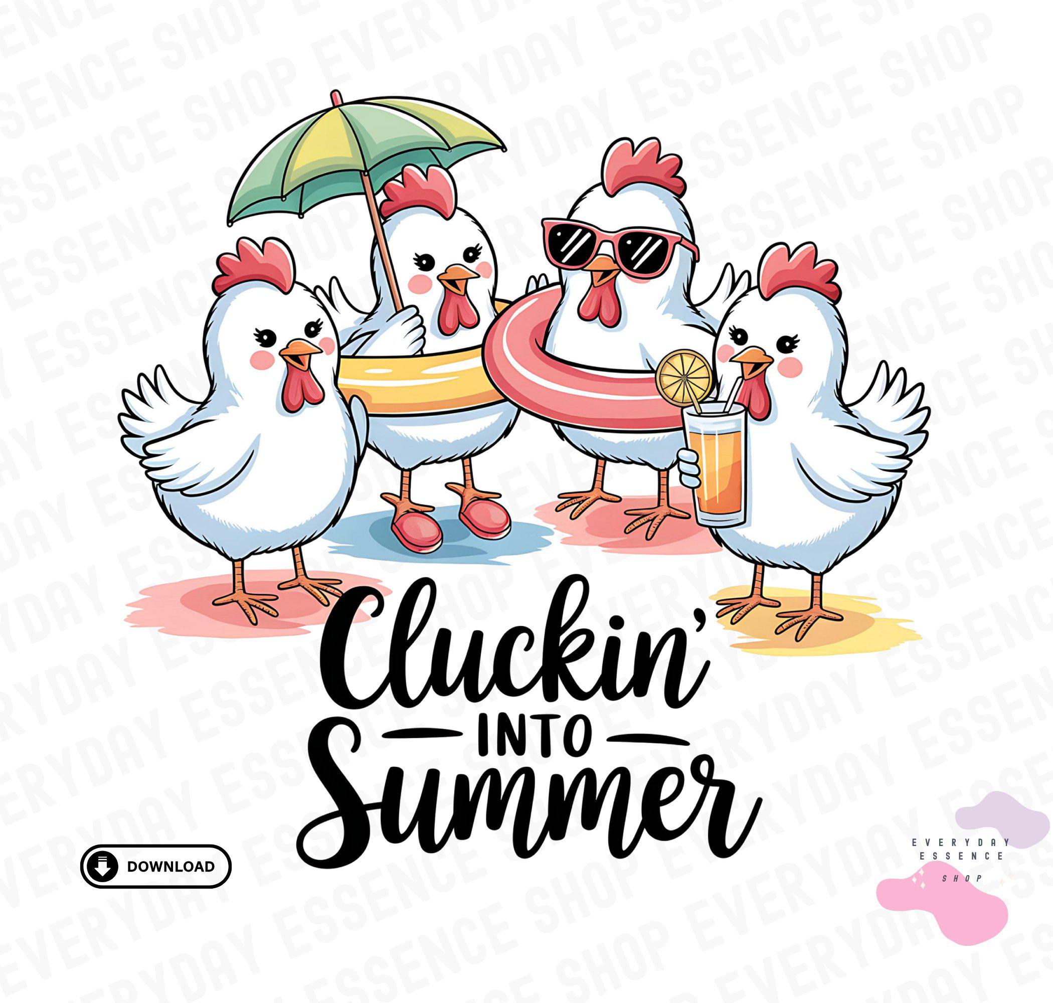 Cluckin Into Summer PNG, Kip Digitale Download, Zomerkippen, Grappige ...