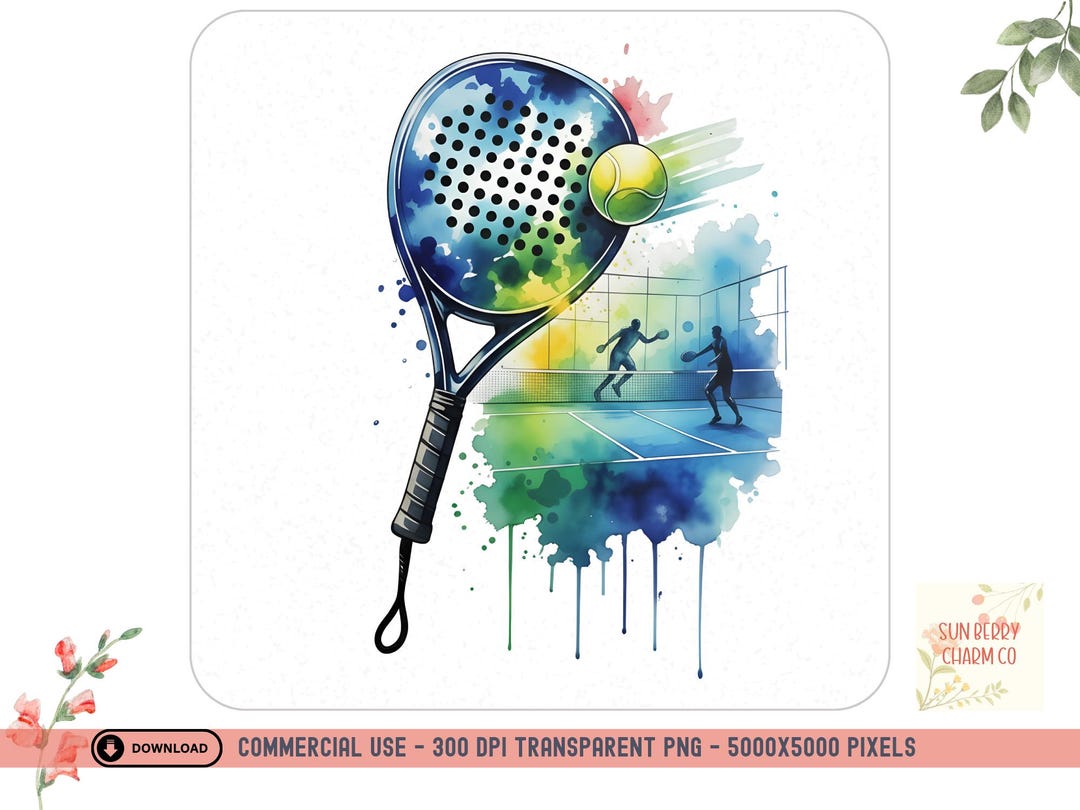 Watercolor Padel PNG, Digital Download, Padel Art Print, Padel Players ...