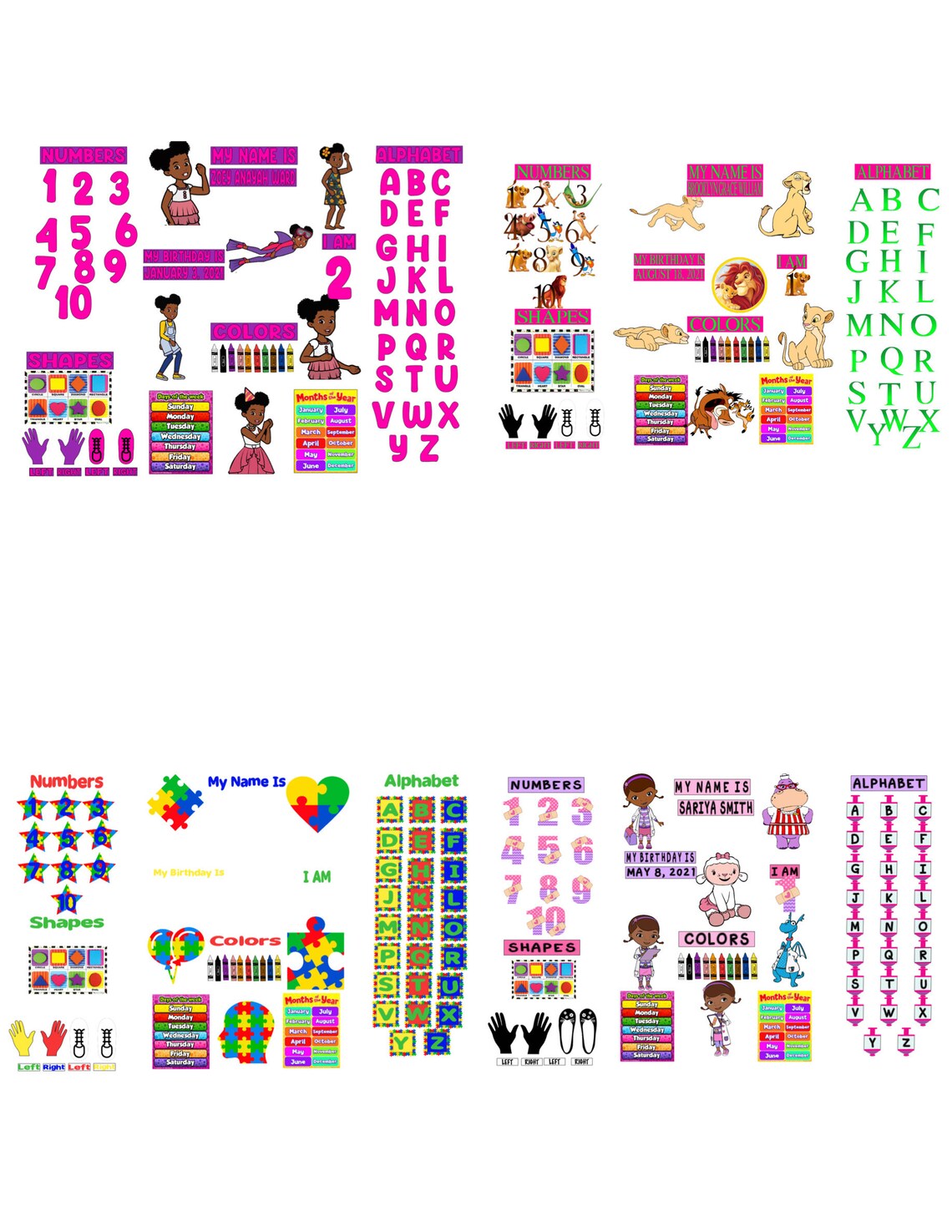 Minnie Mouse Learning Board DIY Learning Board Cut Out Pieces for ...