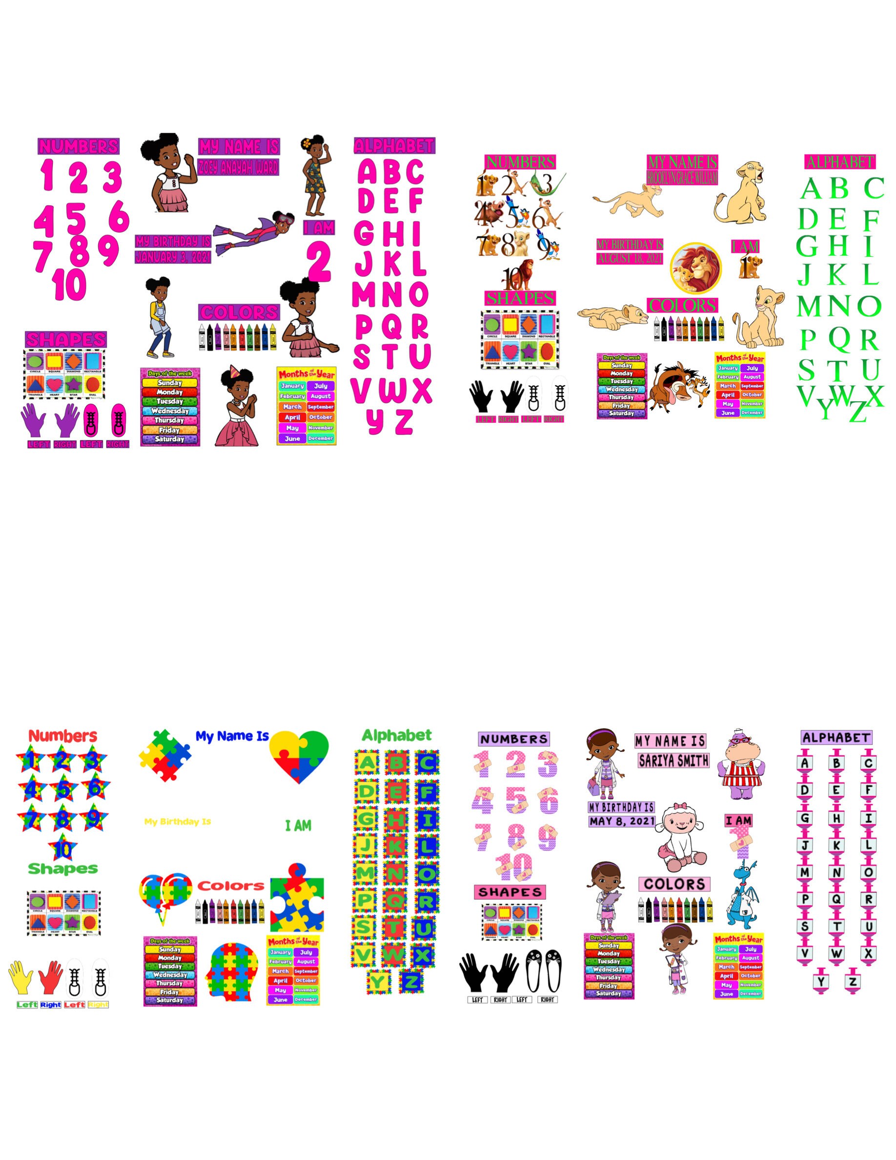 Minnie Mouse Learning Board DIY Learning Board Cut Out Pieces for ...