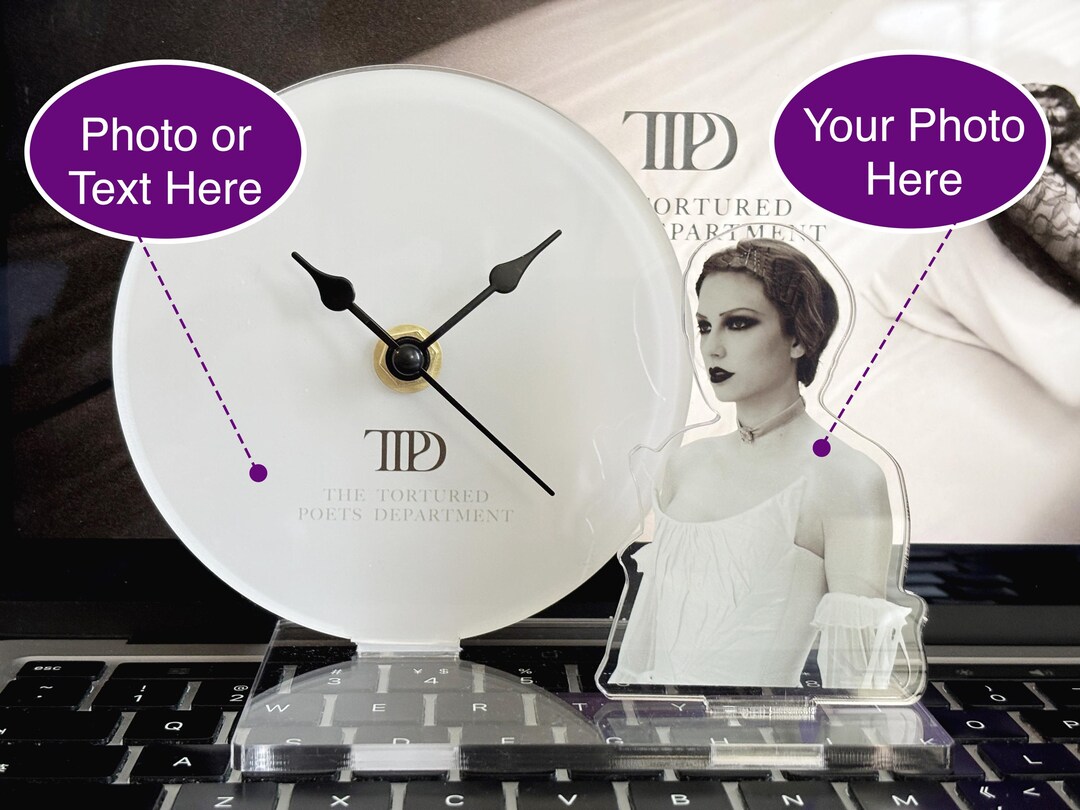 Personalized Photo Desk Clock, TTPD Inspired Table Clock, Swiftie ...