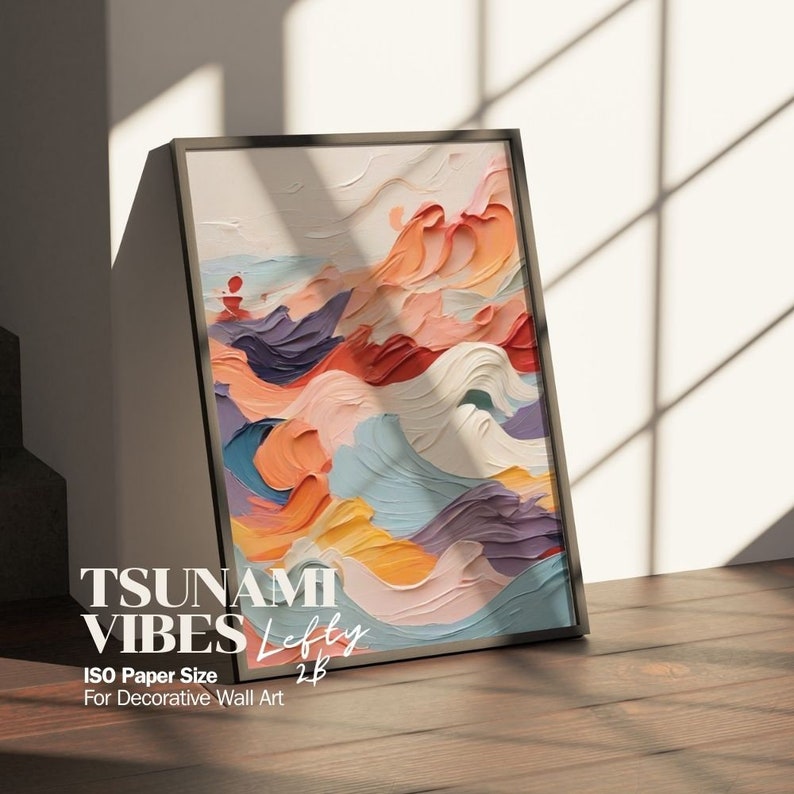 Decorative Wall Art: Tsunami Vibes, Color Painting for Digital Download ...
