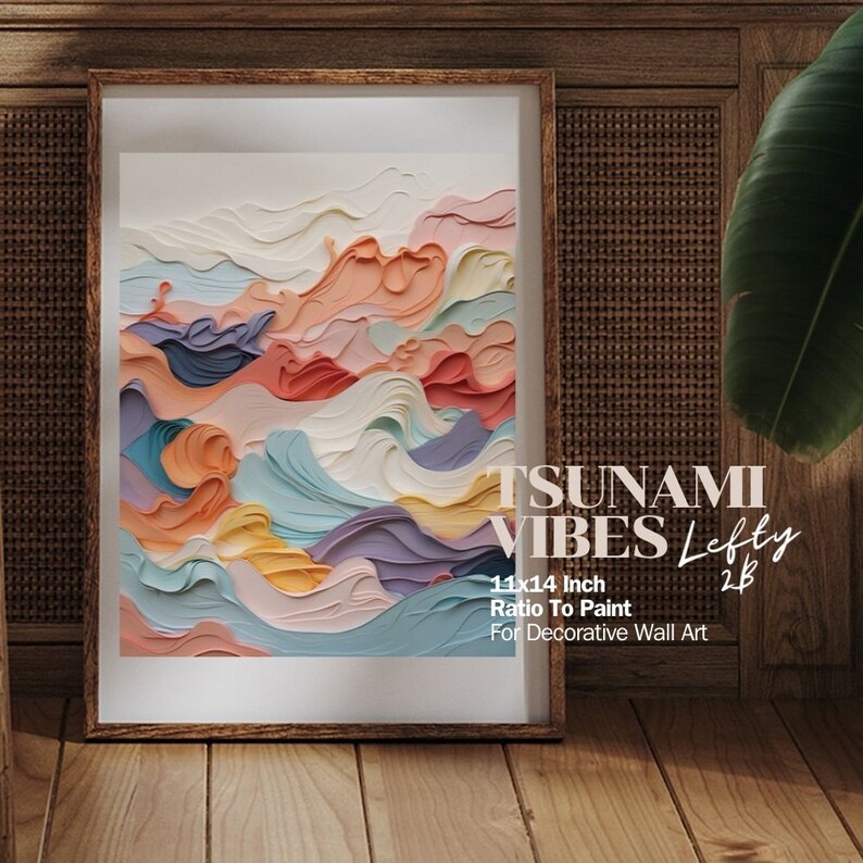 Decorative Wall Art: Tsunami Vibes, Color Painting for Digital Download ...