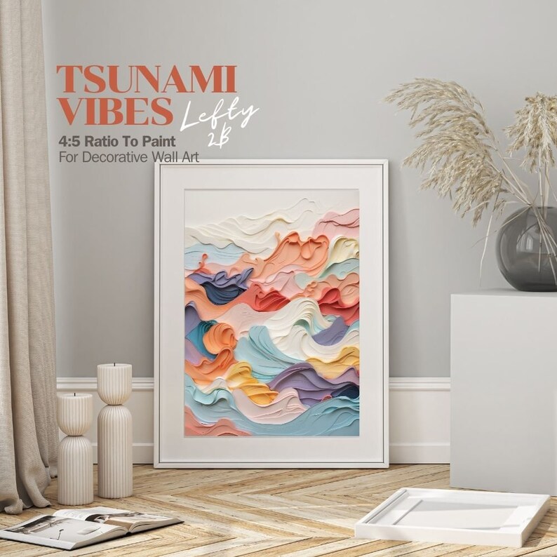 Decorative Wall Art: Tsunami Vibes, Color Painting for Digital Download ...