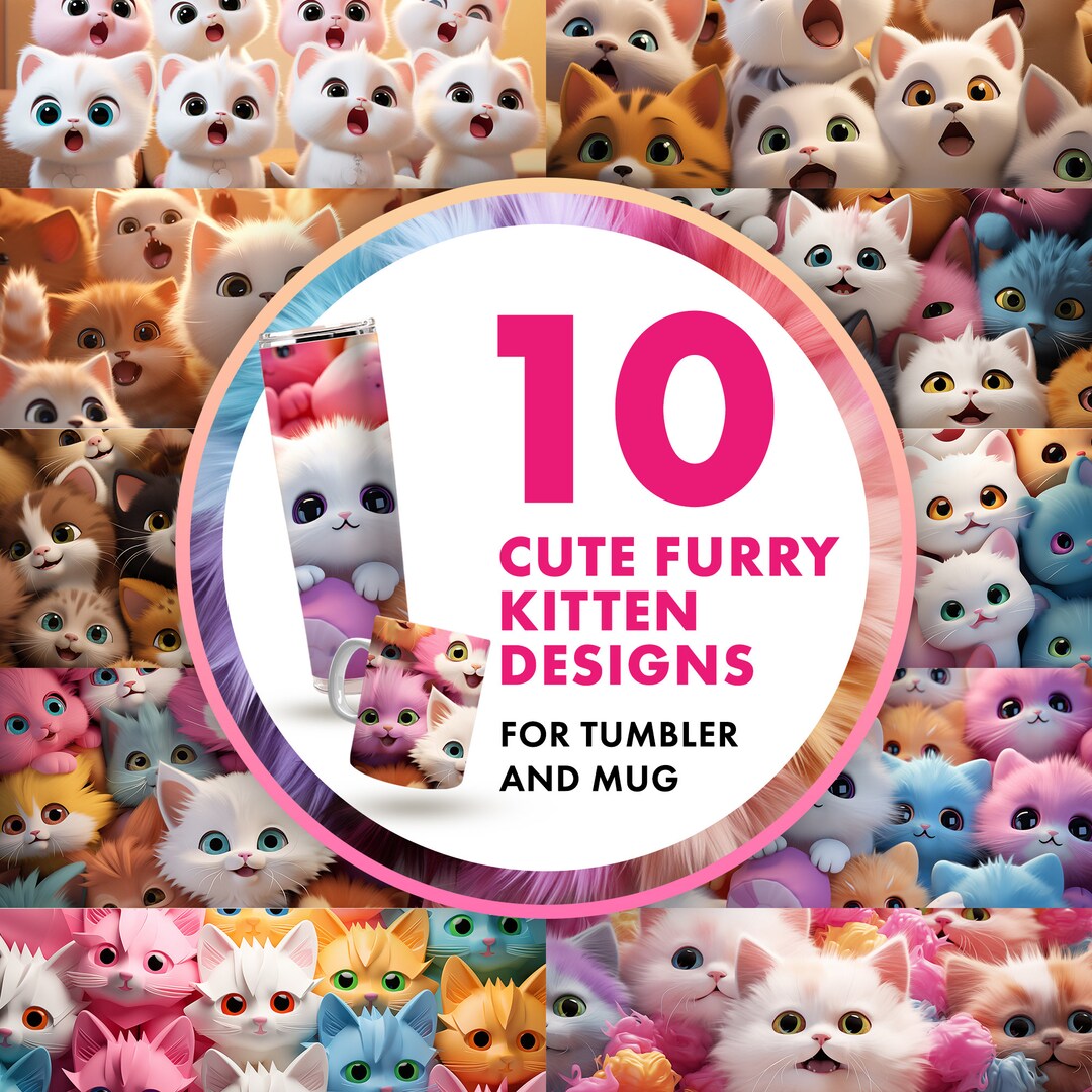 Cute Furry Multi-colored Cat Faces Collage Sublimation Design - Etsy