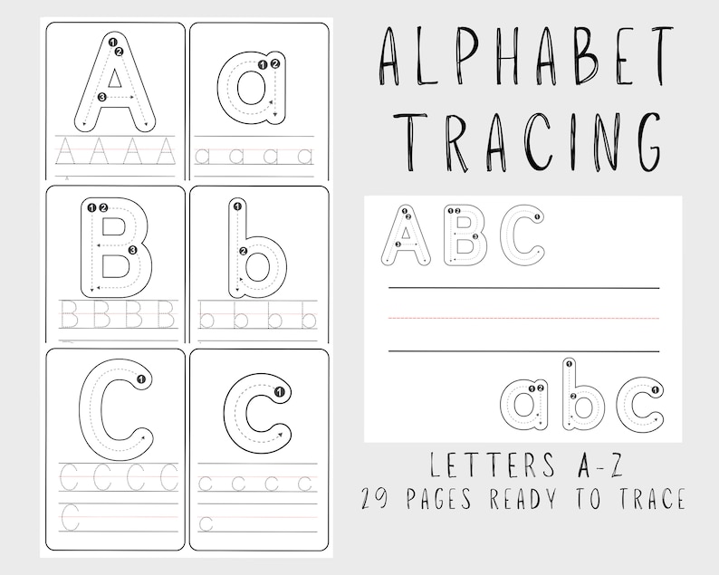 ABC Alphabet Tracing Capital and Lower Case Letters to Trace Printable ...