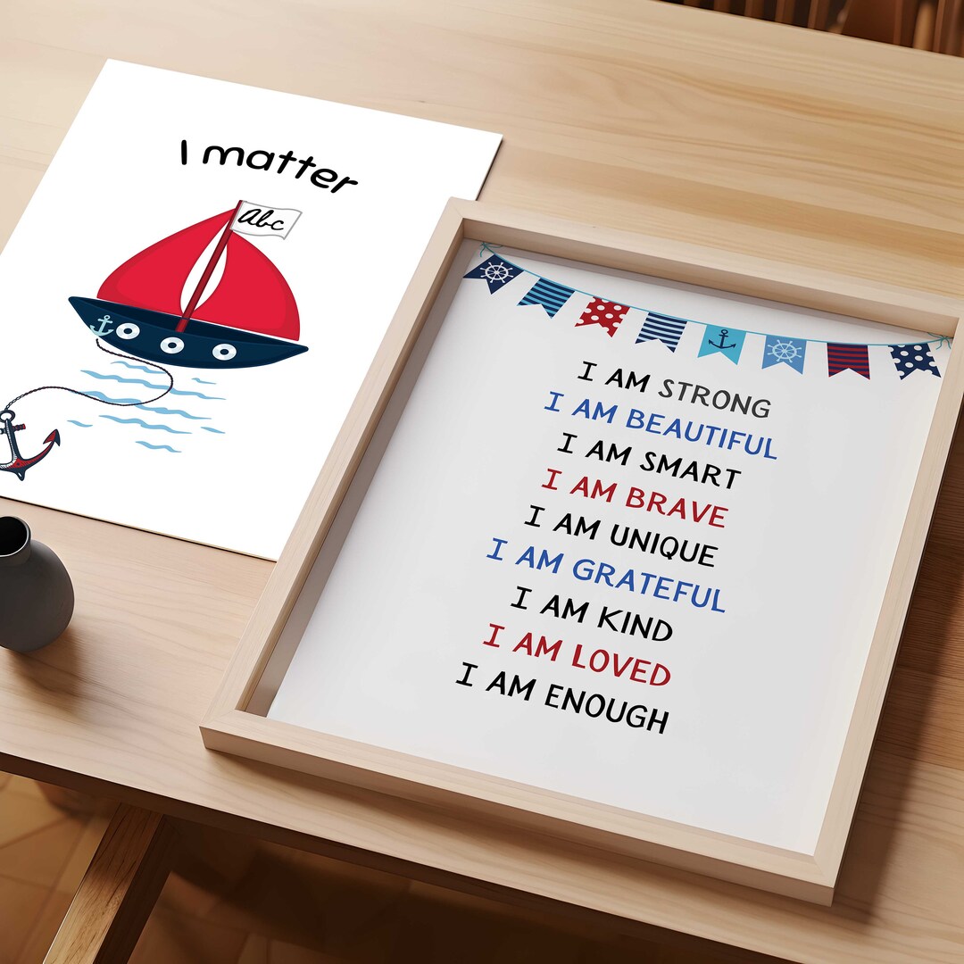 Growth Mindset Poster for Boys Room, Nautical Decorer Gift-for-boys ...