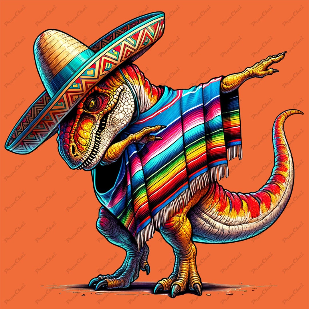T-rex Mexican Dabbing PNG, T-rex Cinco De Mayo PNG, T-rex Mexican ...