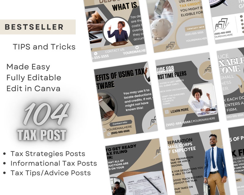 104 Tax Service Posts, Tax Prep Canva Flyers, Tax Professional, Tax ...