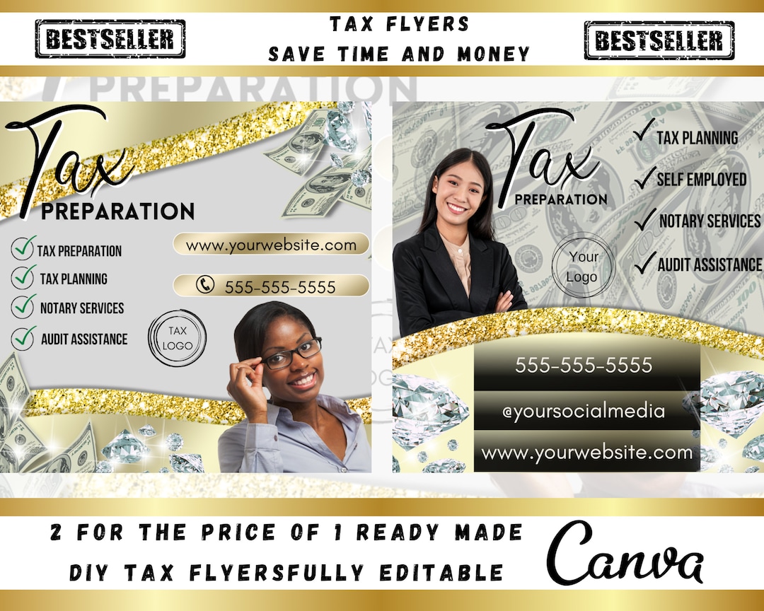 Tax Prep Flyer Bundle Template, Editable Tax Specialist Flyer, Tax ...