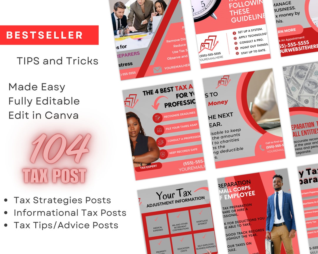 104 Tax Service Posts, Tax Prep Canva Flyers, Tax Professional, Tax ...
