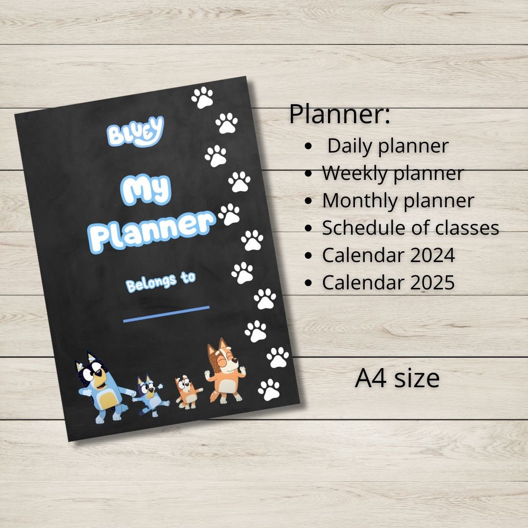 Bluey Class Set: Planner With Class Schedule, Covers for Notebooks 14 ...