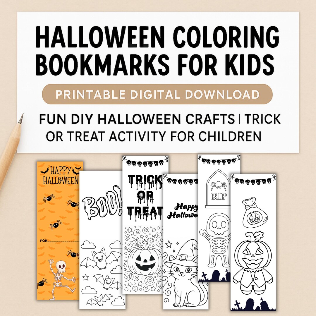Halloween Coloring Bookmarks for Kids: Printable Trick or Treat ...
