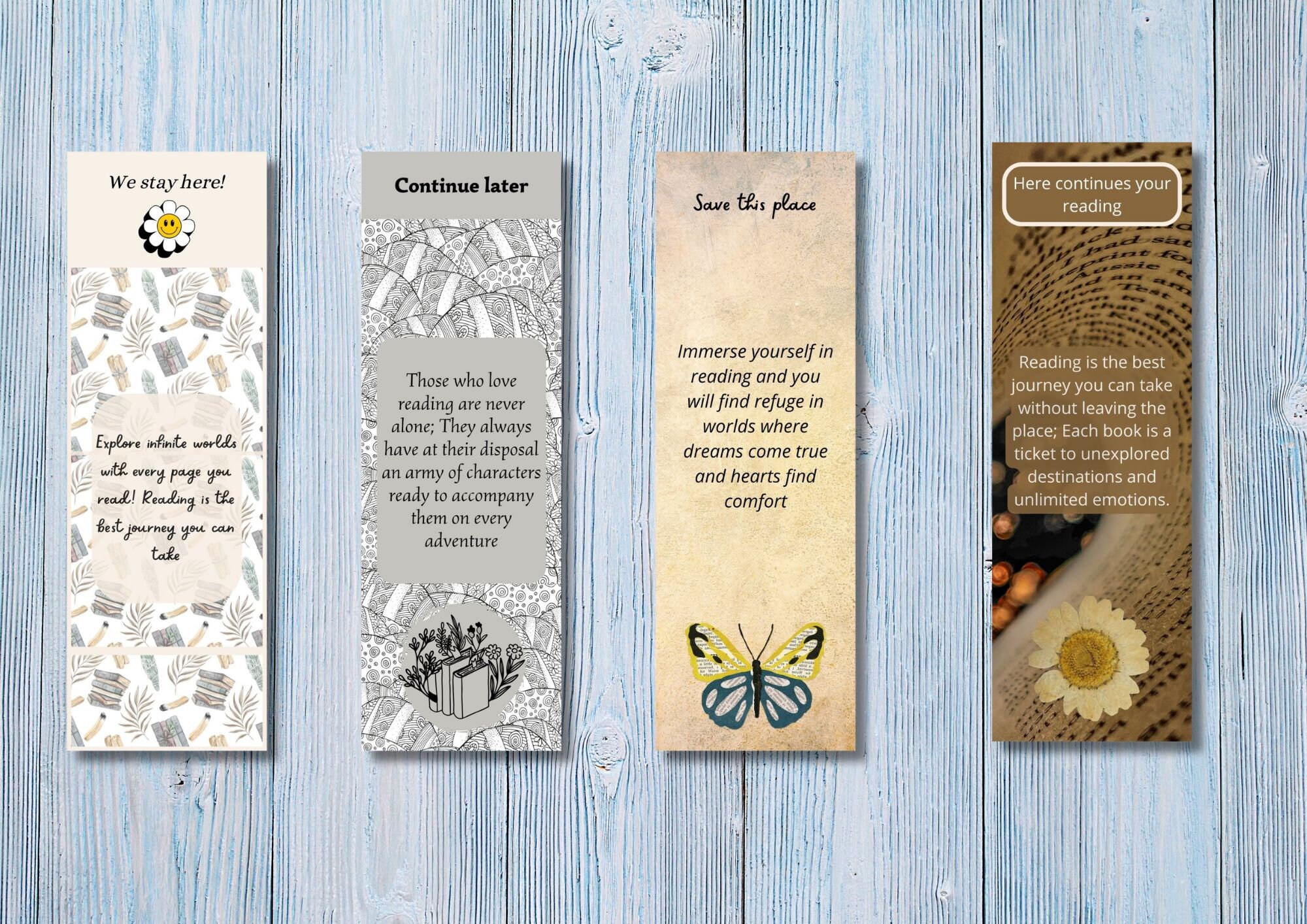 Book Theme Reader Bookmarks Digital Printable Bookmarks Digital ...
