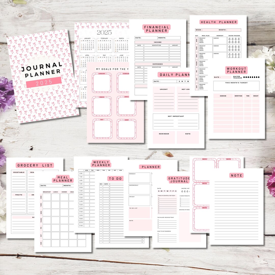 Coquette 2025 Printable Planner: Health, Finance, Gratitude (digital ...