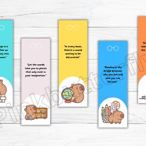 Set of 10 Kawaii Capybara Bookmarks Digital, Printable Bookmark Designs ...